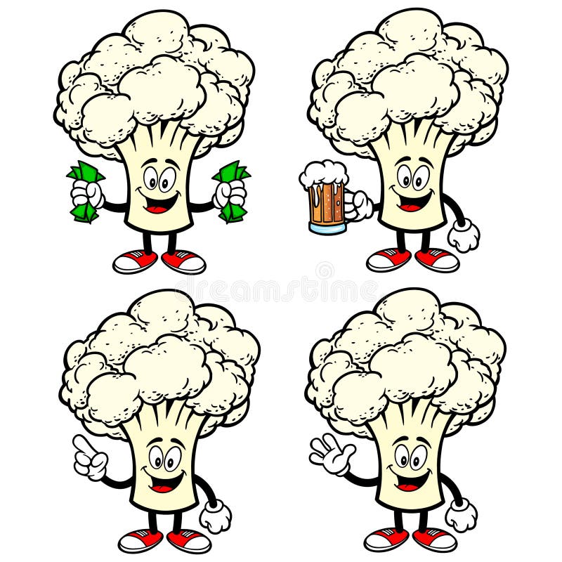Cauliflower Character Set 01 Stock Vector - Illustration of character ...