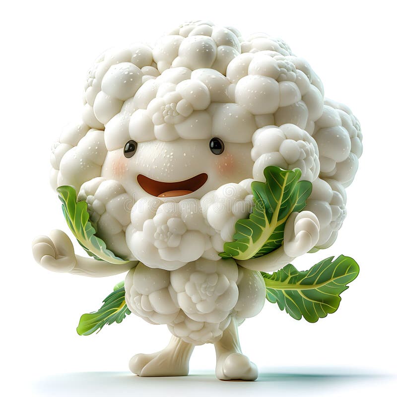 Cauliflower 3d Character Isolated on White Background. Fun Cauliflower ...