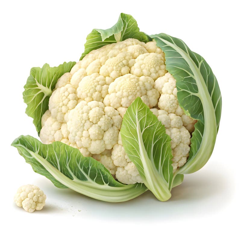 A Cauliflower Isolated on Solid White Background Stock Illustration ...