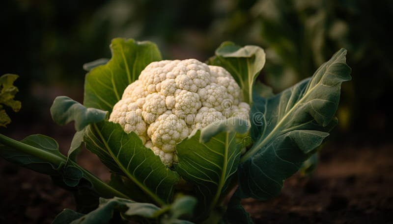 Cauliflower in the Garden Cauliflower on a Tree Stock Illustration ...