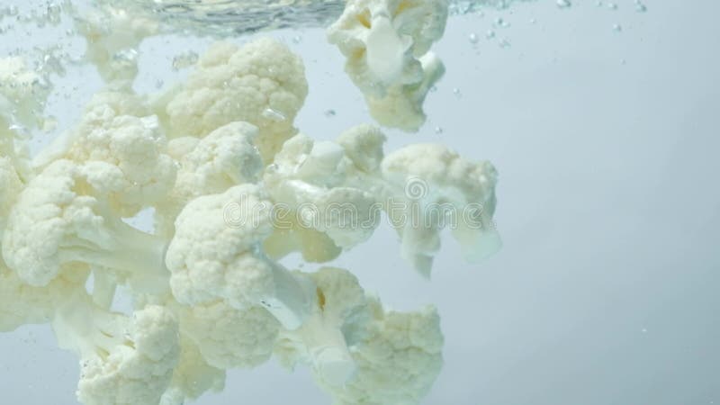 Cauliflower in Water Macro Slow Motion with Bubbles. Stock Video ...