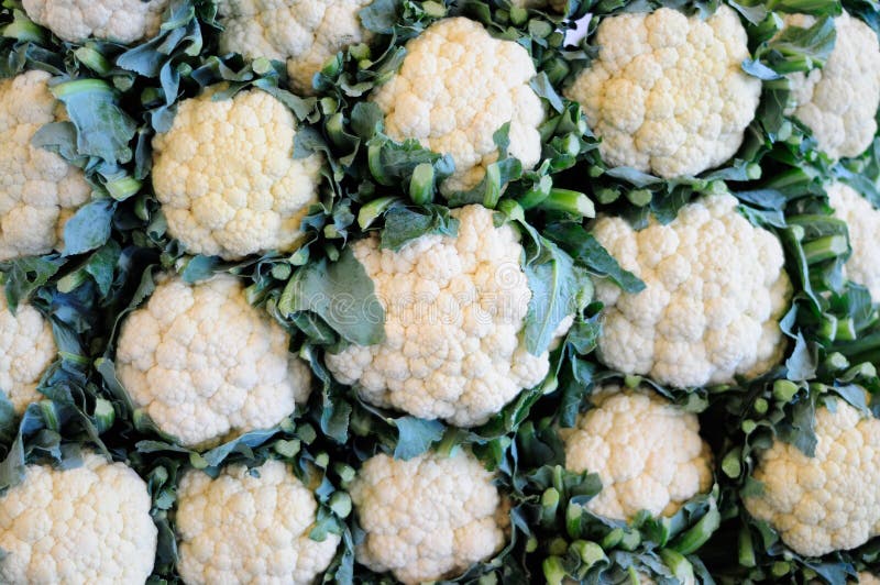 A Stack of Fresh Cauliflowers Stock Image - Image of agricultural ...