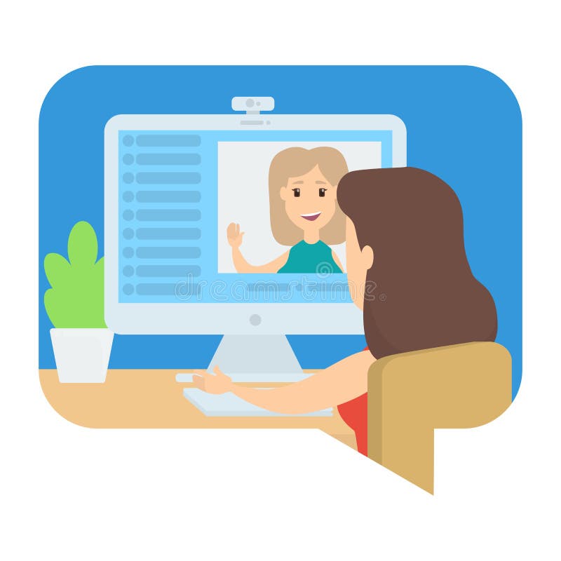 Causerie Visuelle Entre Deux Jeunes Filles Illustration De Vecteur