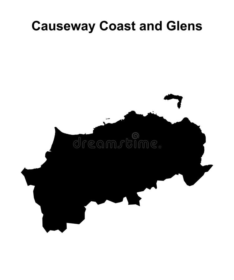 Causeway Coast and Glens Outline Map Stock Vector - Illustration of ...