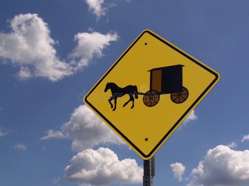 Amish Farm Horse Drawn Buggy Road Sign Stock Photo - Image of drawn ...