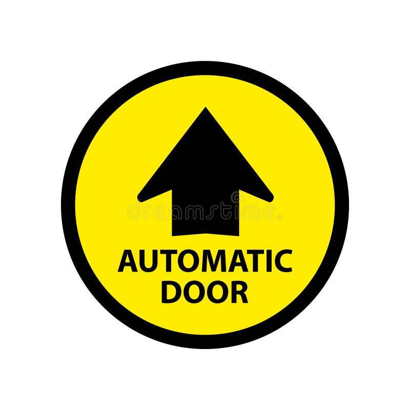 Caution Automatic Door Attention Sticker Stock Vector - Illustration of ...