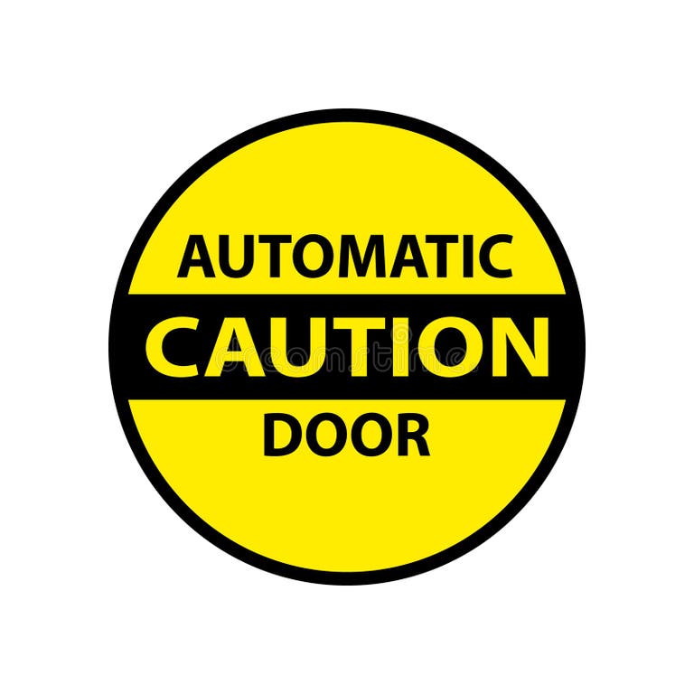 Caution Automatic Door Isolated Sticker Stock Vector - Illustration of ...