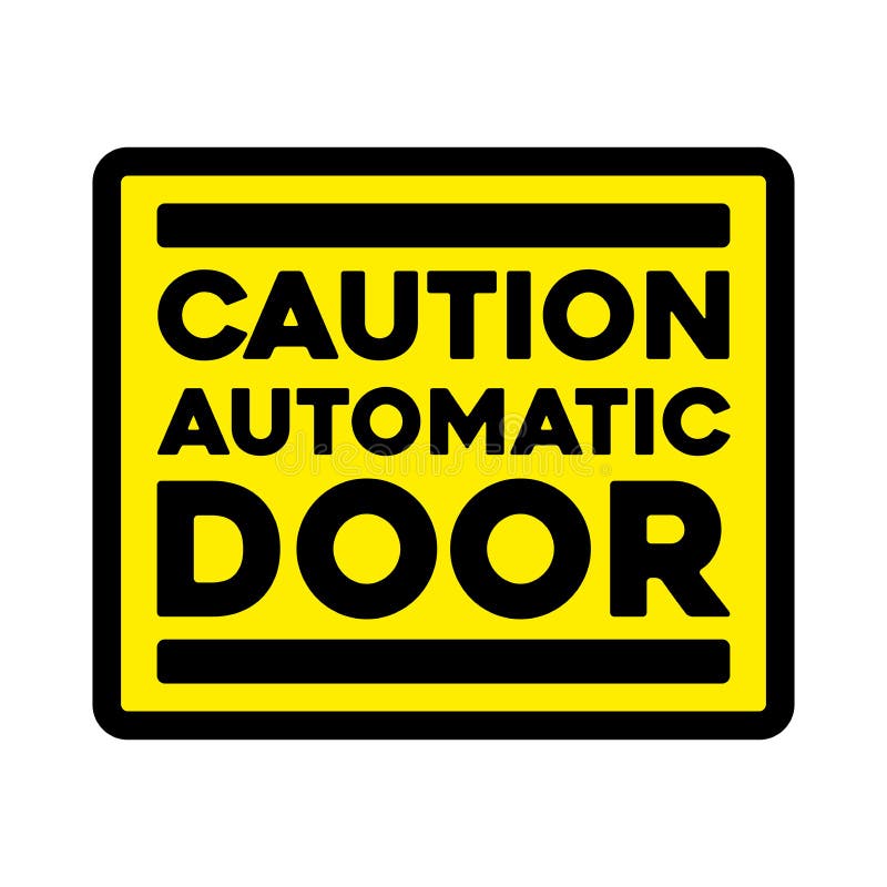 Caution Automatic Glass Door Sticker Isolated Stock Vector ...