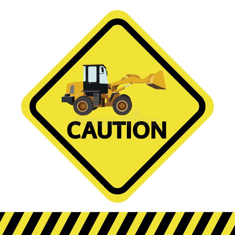 Caution Backhoe Vector Sign Stock Illustrations – 100 Caution Backhoe ...