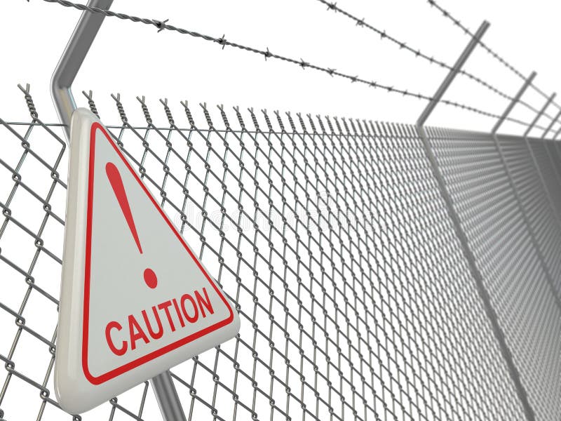 Caution Barbed Wire Fence Sign Stock Illustrations – 186 Caution Barbed ...