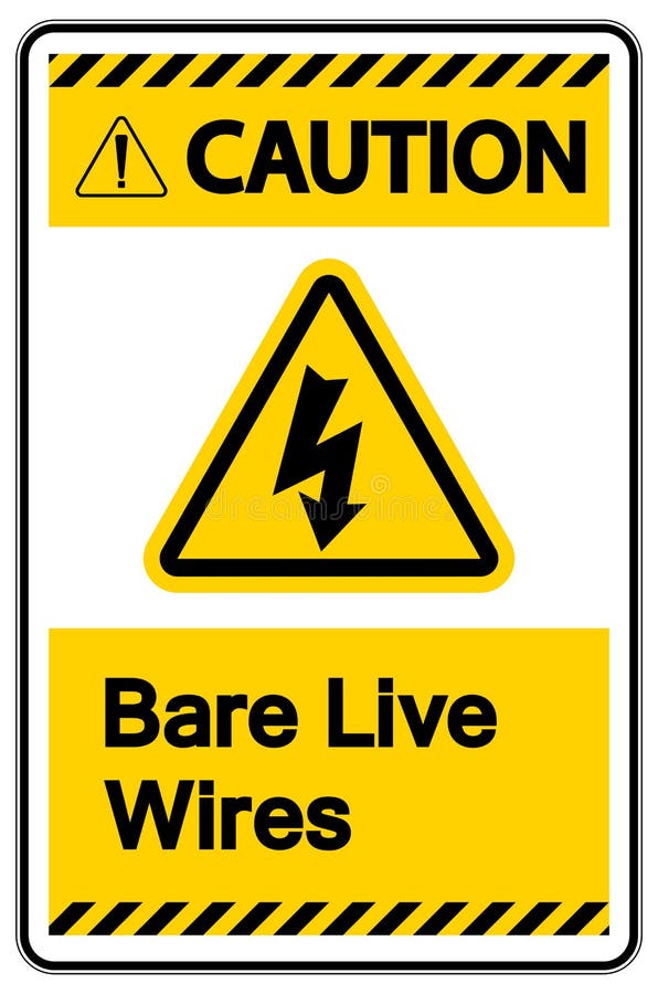 Caution Bare Live Wires Sign on White Background Stock Vector ...