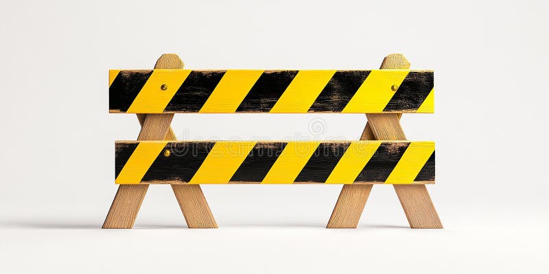 Caution Barrier with Black and Yellow Stripes on a White Background for ...