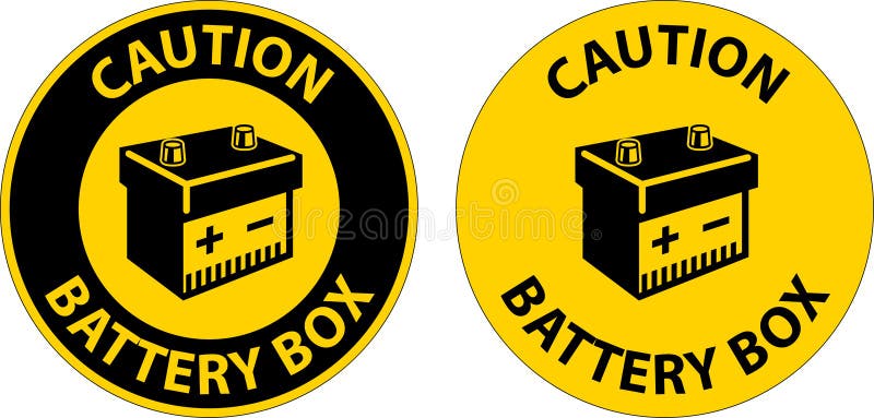 Caution Battery Box with Icon Sign on White Background Stock Vector ...