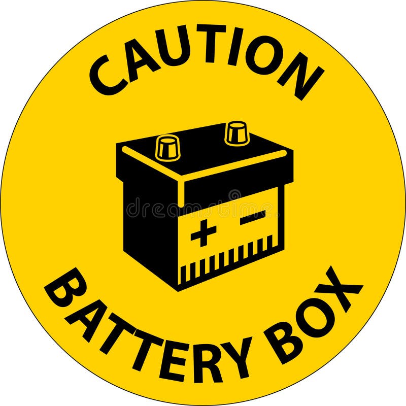 Caution Battery Box with Icon Sign on White Background Stock Vector ...