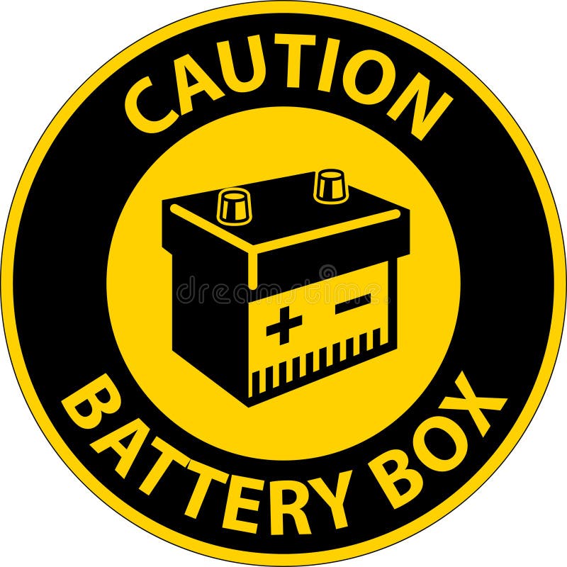 Caution Battery Box with Icon Sign on White Background Stock Vector ...