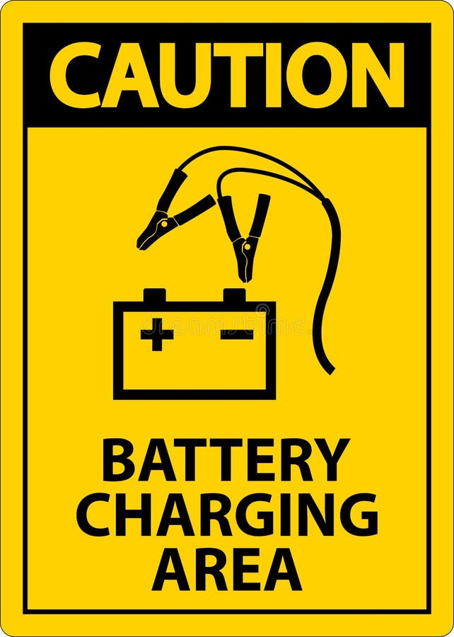 Caution Battery Charging No Smoking Sign on White Background Stock ...