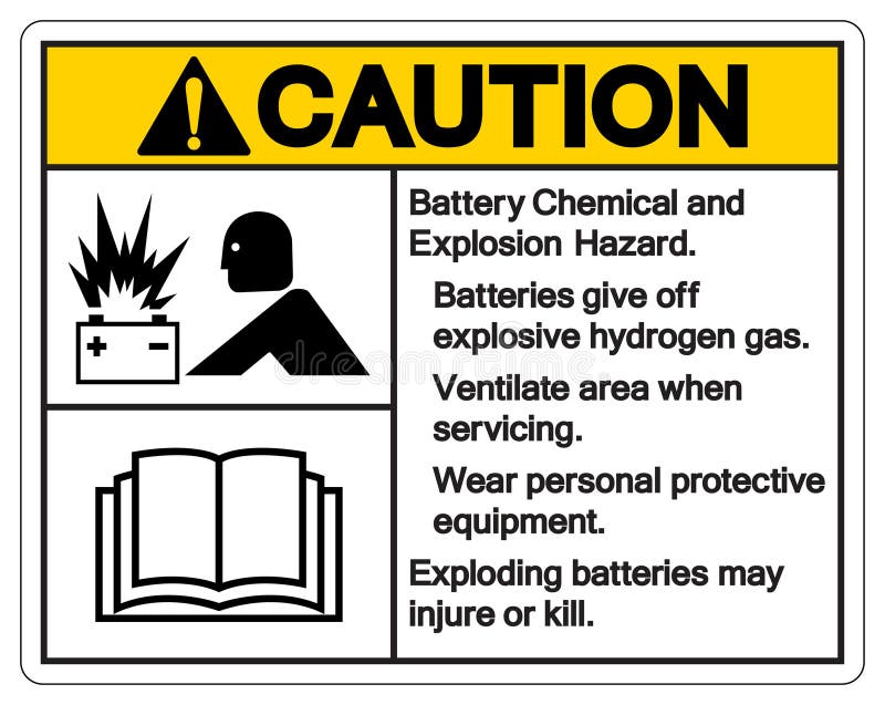 Caution Battery Chemical and Explosion Hazard Symbol Sign ,Vector ...