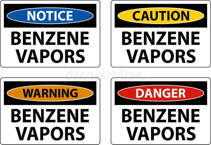 Caution Benzene Vapors Sign on White Background Stock Vector ...