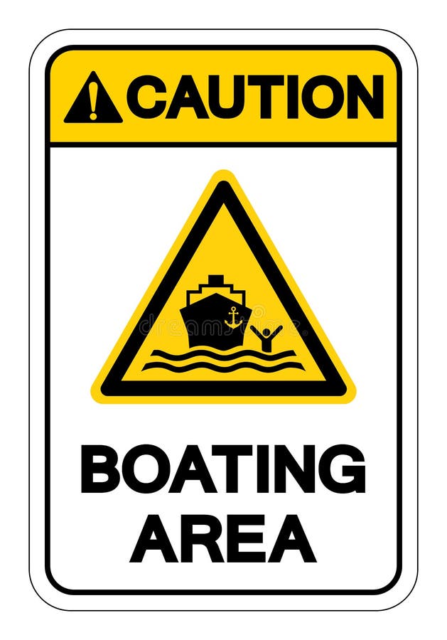 Caution Boating Area Symbol Sign, Vector Illustration, Isolate on White ...