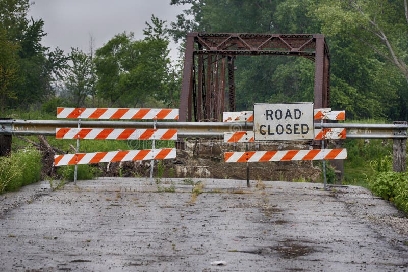 Caution Bridge Out stock image. Image of weather, hurricane - 47880243