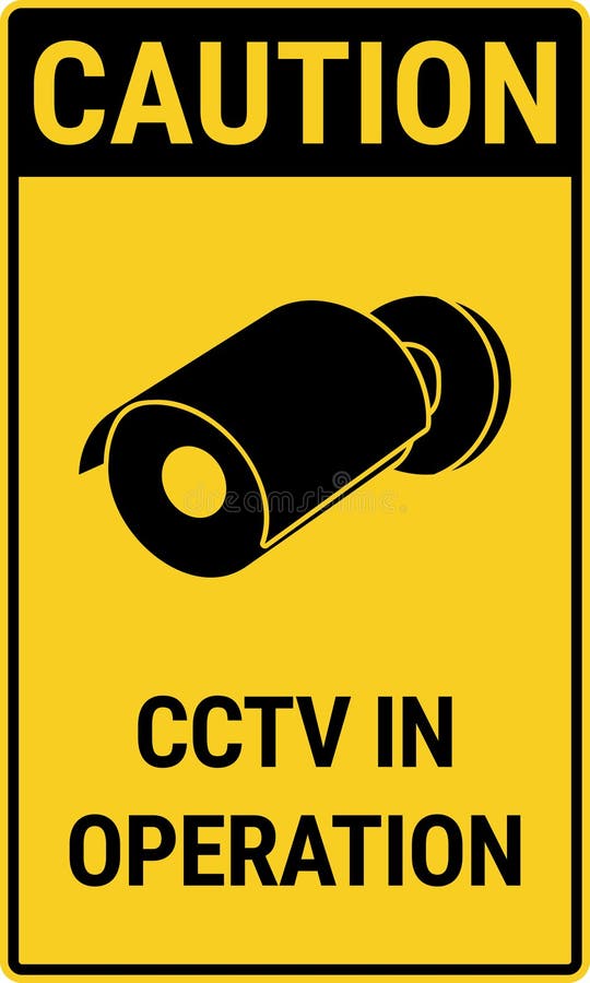 Caution CCTV in Operation Warning Sign Featuring a Bullet Camera Stock ...