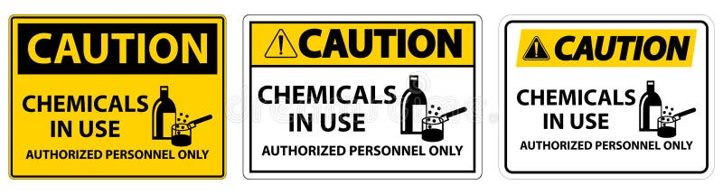 Caution Chemicals in Use Symbol Sign on White Background Stock Vector ...