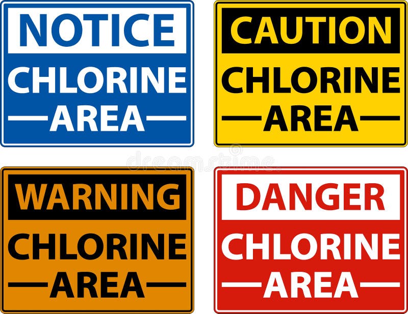 Caution Chlorine Area Sign on White Background Stock Vector ...