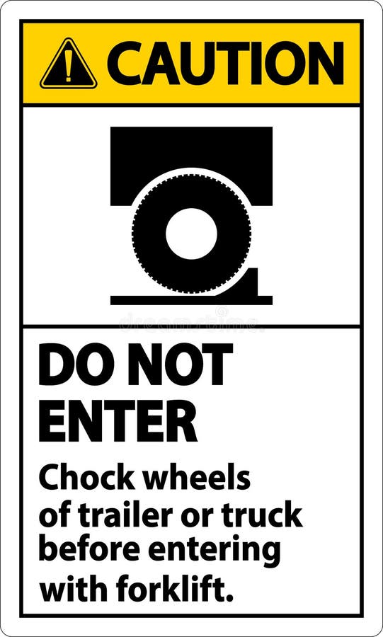 Caution Chock Wheels of Trailer Sign on White Background Stock Vector ...