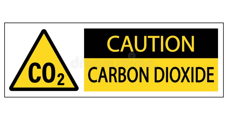 Caution, CO2. Yellow Triangle Warning Sign with Symbol and Text by Side ...