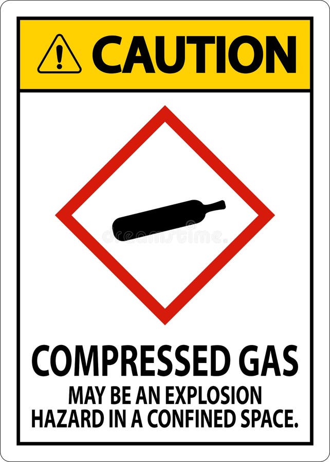 Caution Compressed Gas GHS Sign on White Background Stock Vector ...