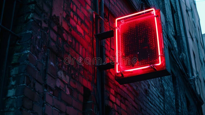Caution Concept. Red Post-apocalyptic Neon Warning Sign. Stock Image ...