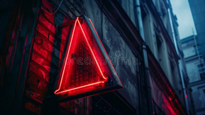 Caution Concept. Red Post-apocalyptic Neon Warning Sign. Stock Image ...