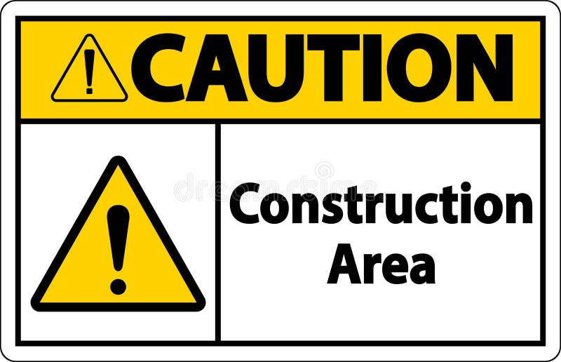Caution Construction Zone Symbol Sign on White Background Stock Vector ...