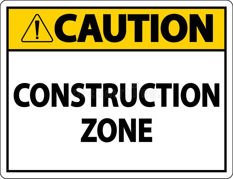 Caution Construction Zone Symbol Sign on White Background Stock Vector ...