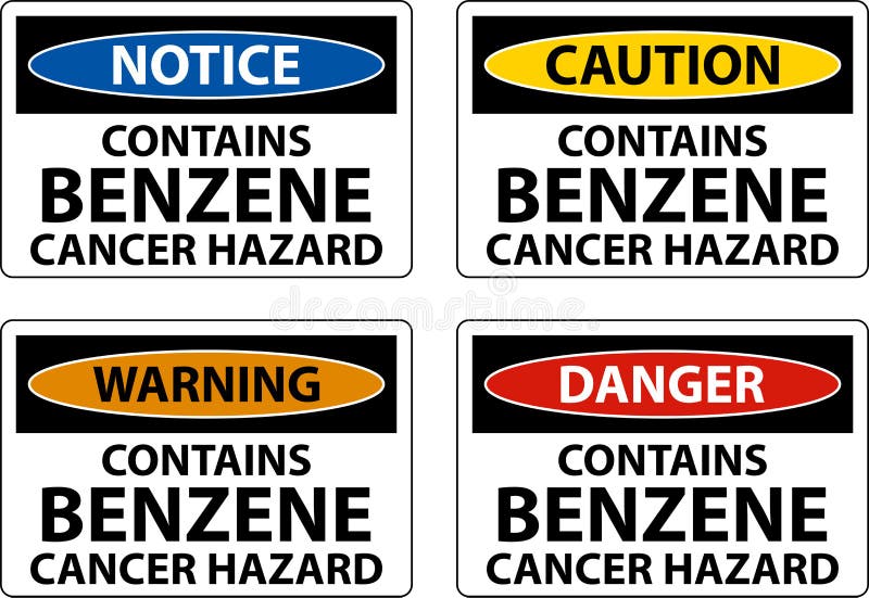 Caution Contains Benzene Sign on White Background Stock Vector ...