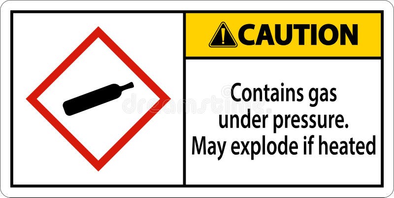 Caution Contains Gas Under Pressure GHS Sign on White Background Stock ...