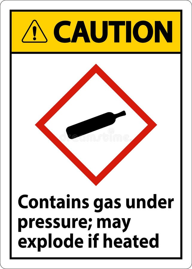 Caution Contains Gas Under Pressure GHS Sign on White Background Stock ...