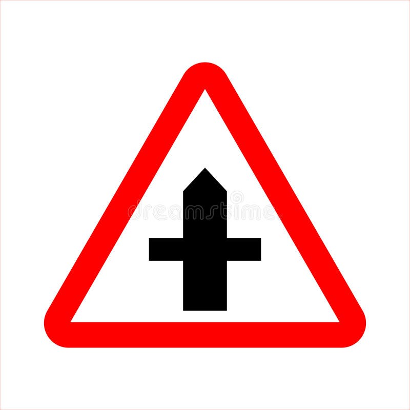 Caution Crossing with Secondary Road. Stock Illustration - Illustration ...