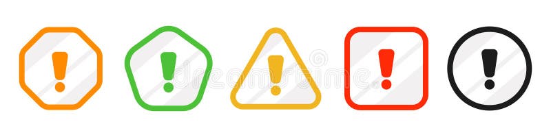 Caution, Danger, and Warning Sign Set with Exclamation Mark and Outline ...