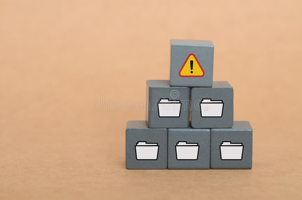 Caution Data Management: White Folder and Exclamation Point ...