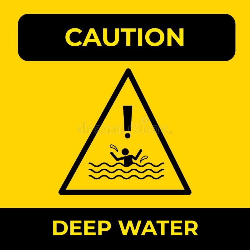 Caution Deep Water Sign Age Vector Drawing Stock Vector - Illustration ...