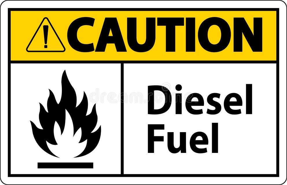 Caution Diesel Fuel Sign on White Background Stock Vector ...
