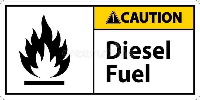 Caution Diesel Fuel Sign on White Background Stock Vector ...