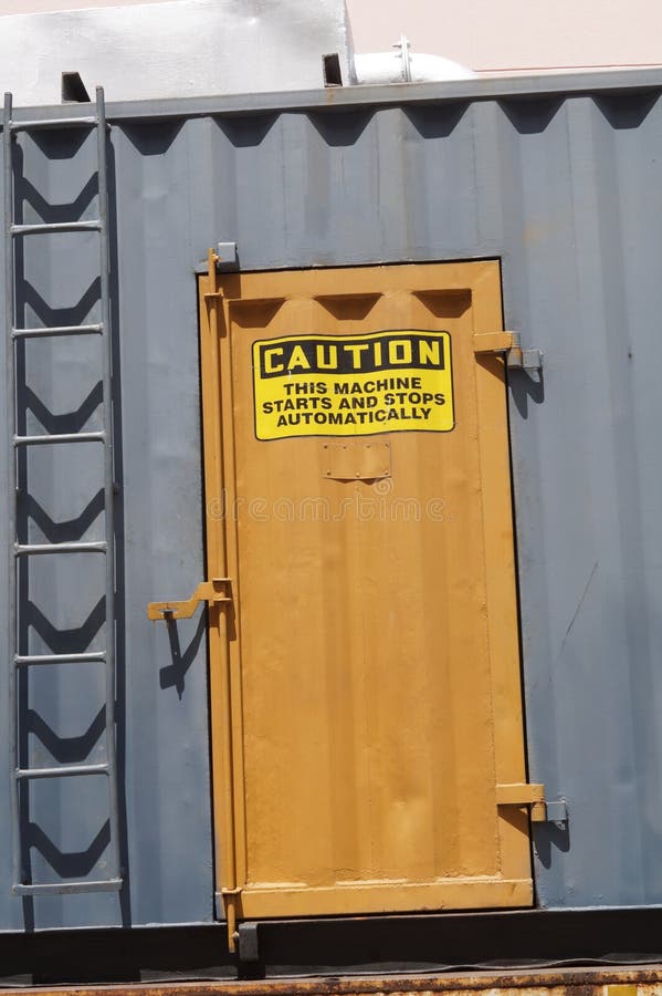 Caution of Diesel Power Generator in Outdoors Stock Photo - Image of ...