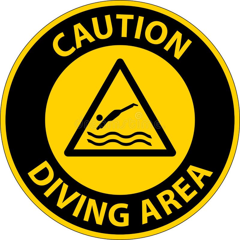 Caution Diving Area Hazard Sign on White Background Stock Vector ...