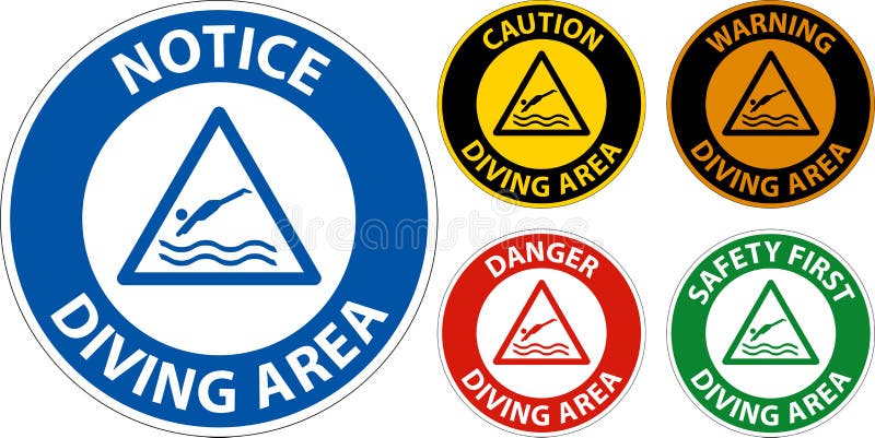 Caution Diving Area Hazard Sign on White Background Stock Vector ...