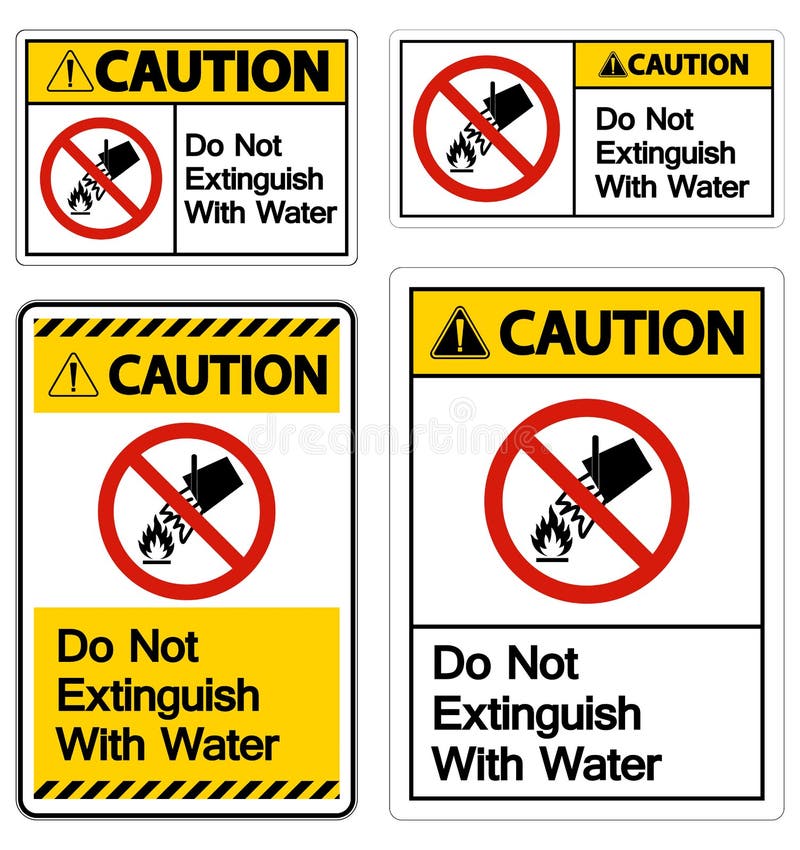Caution Do Not Extinguish with Water Symbol Stock Vector - Illustration ...