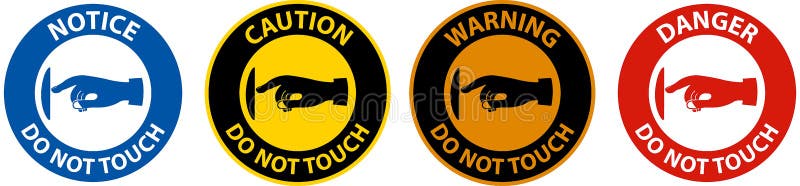 Caution Do Not Touch Sign Label on White Background Stock Vector ...