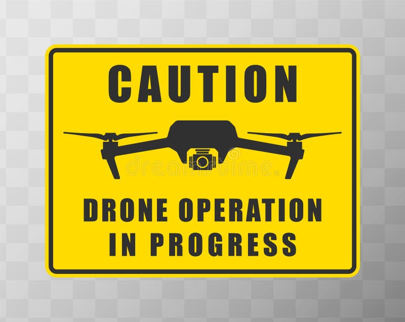 Caution Drone Operation in Progress. Quadcopter Flying Icon Symbol ...