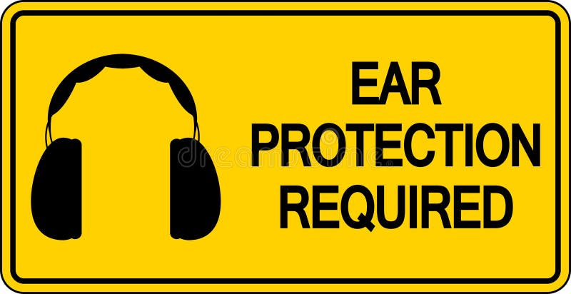 Caution Ear Protection Required Sign on White Background Stock Vector ...